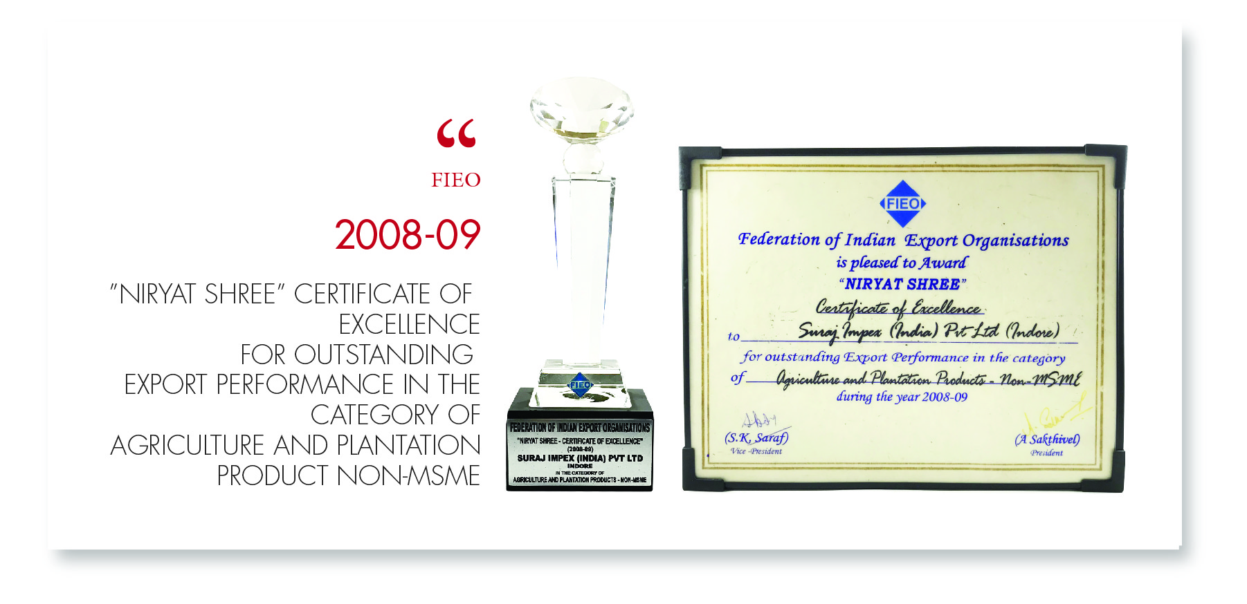 Suraj Impex India Pvt. Ltd | AWARDS & RECOGNITIONS